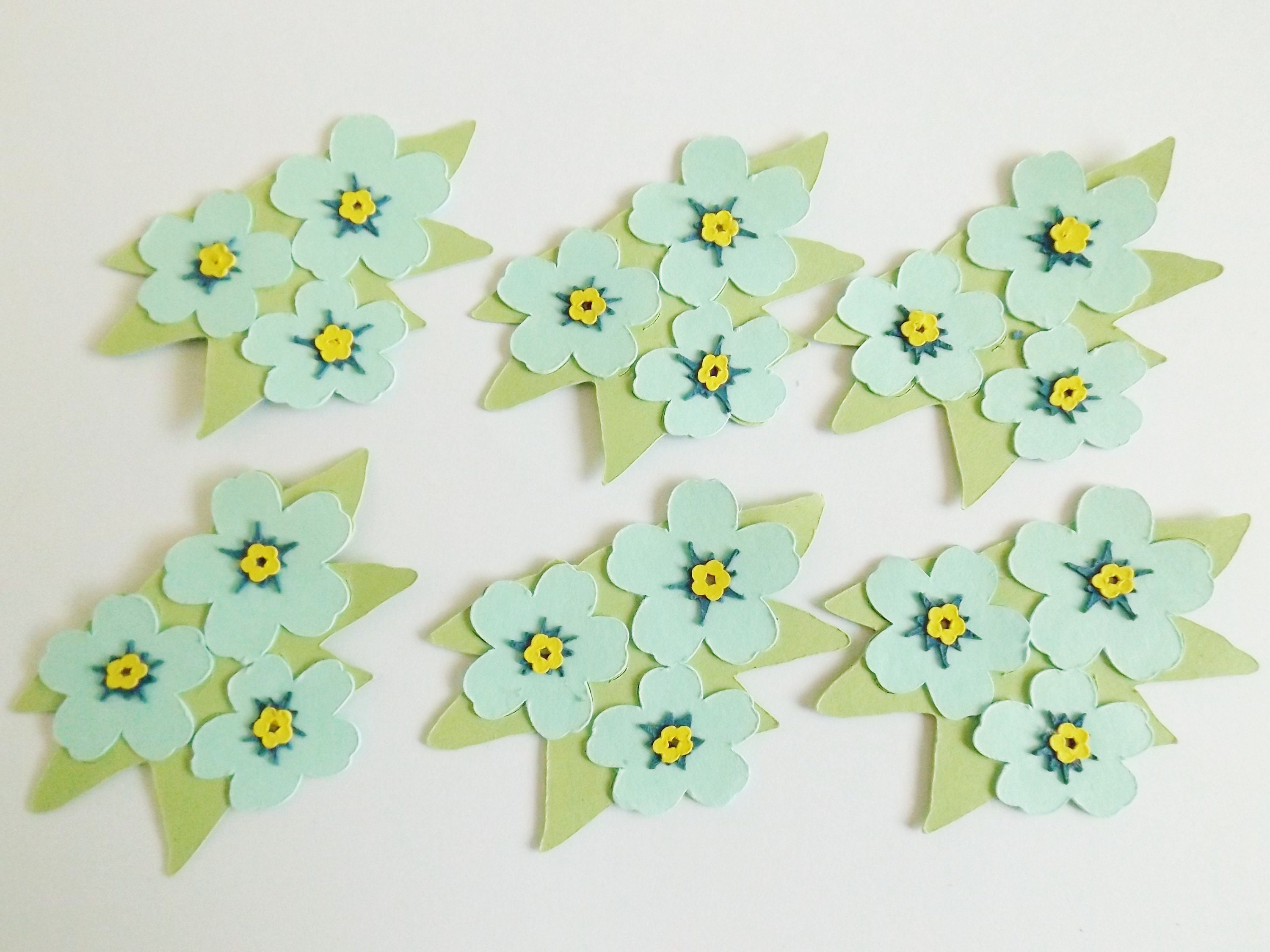 Blue Flowers Papercraft Embellishments Floral Scrapbook Ephemera Card ...
