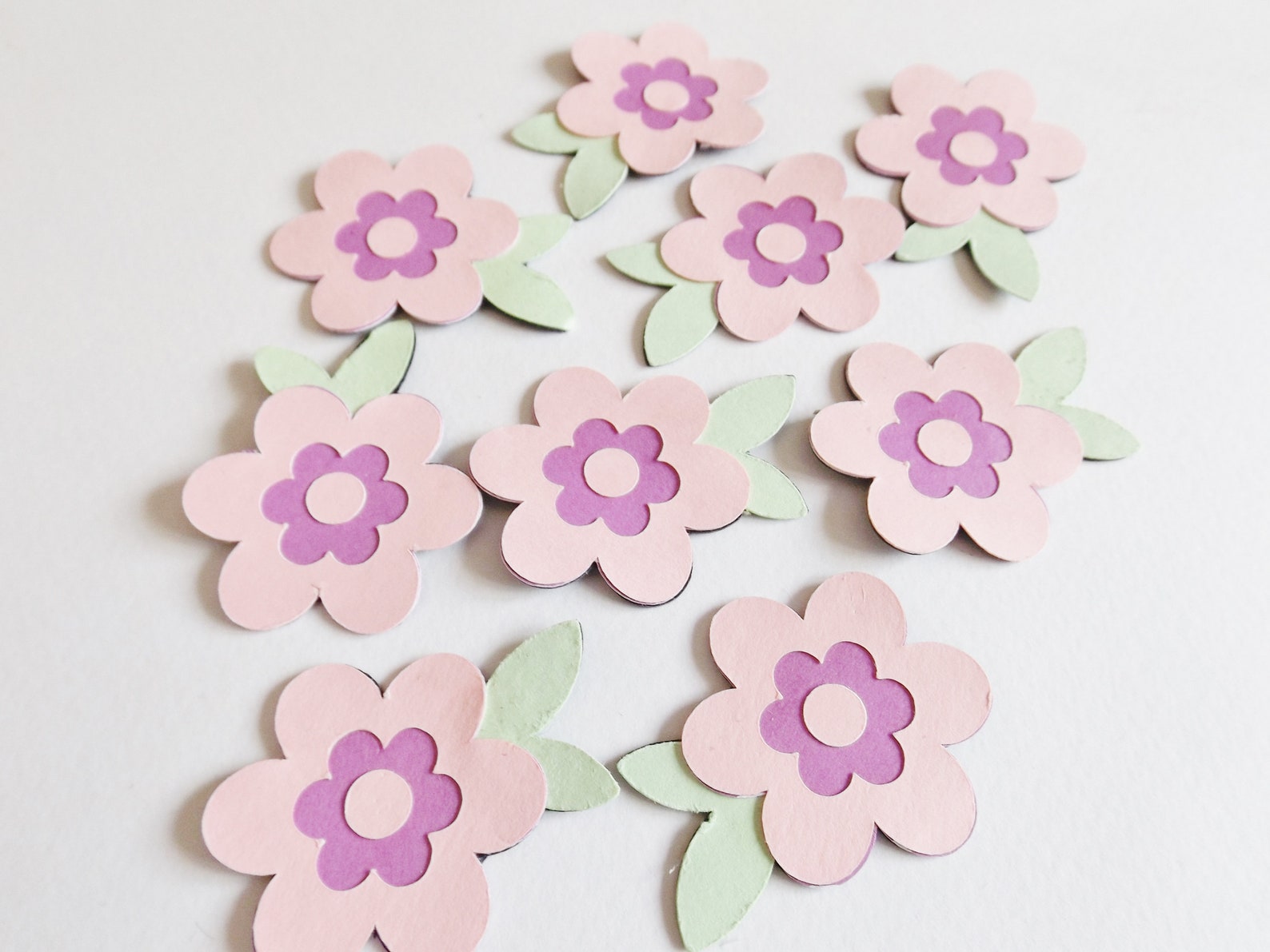 Pink Purple Flowers Papercraft Embellishments Scrapbooking - Etsy Canada