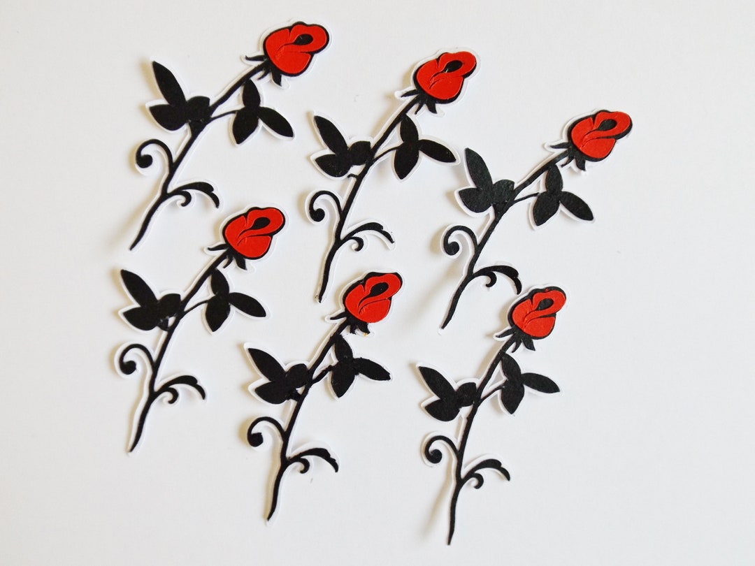 Red Roses Mini Flowers Papercraft Embellishments Floral Card Making ...