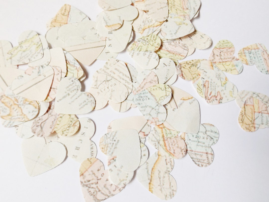 Old World Map Hearts Confetti Journal Embellishments Party Decorations ...