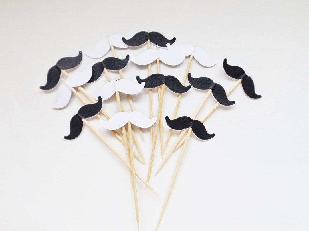 Mustache Cupcake Toppers Male Cake Embellishments Party Decorations ...