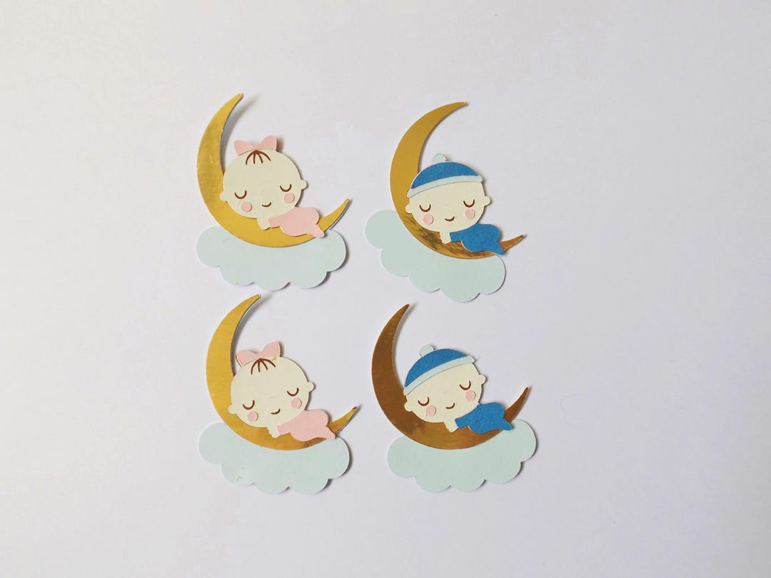 Baby Sleeping Papercraft Embellishments Clouds Card Toppers Baby Shower ...