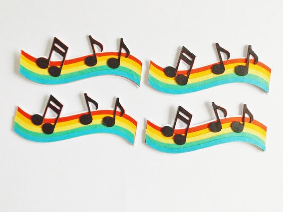 Musical Notes Rainbows Papercraft Embellishments Music | Etsy UK