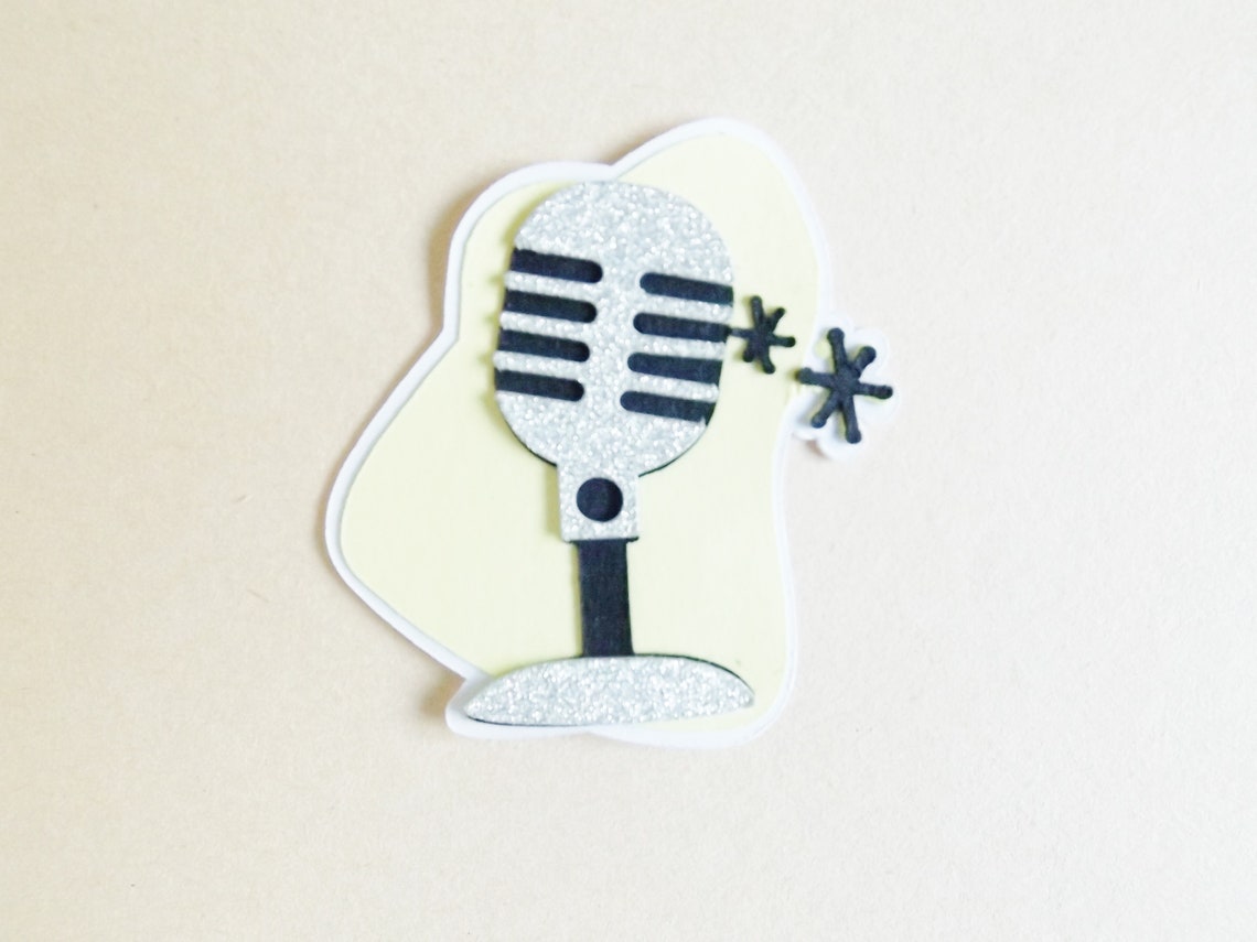 Vintage Microphone Music Papercraft Embellishments Retro Scrapbook ...
