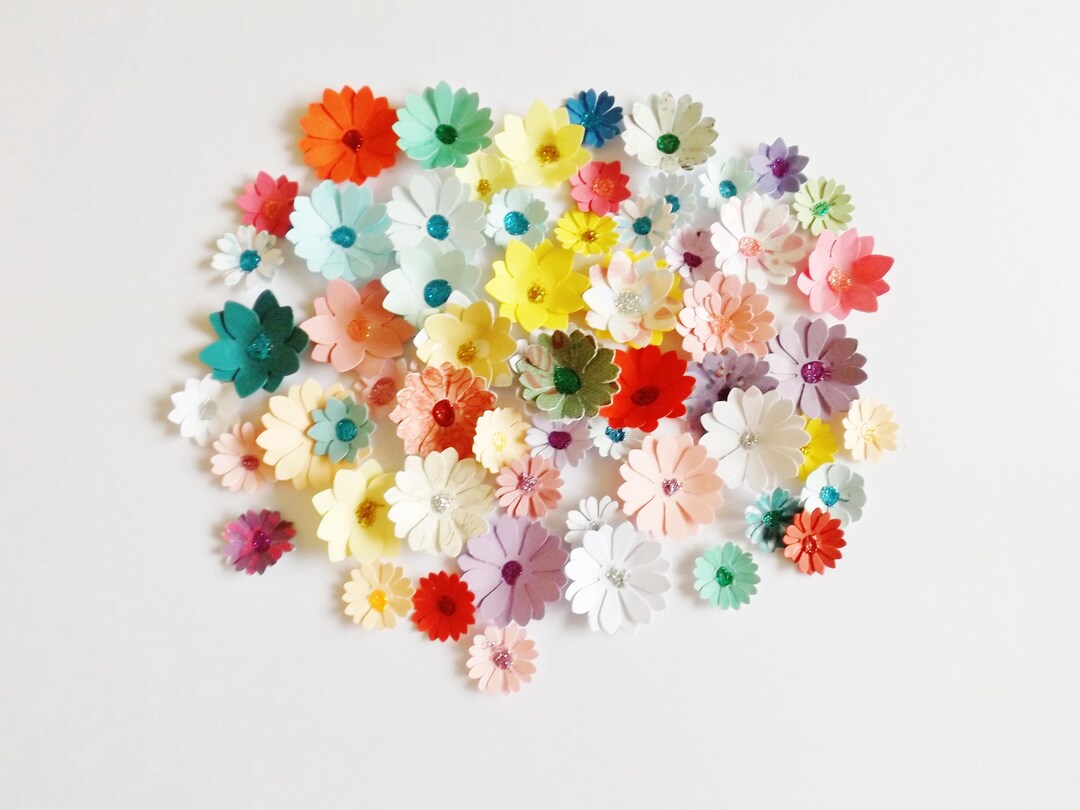 Mixed Flowers Papercraft Embellishments Scrapbooking Ephemera Card ...