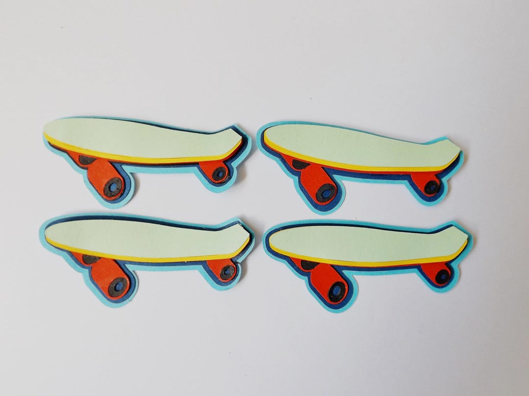 Handmade Skateboard Papercraft Embellishments (set of 4) - Etsy