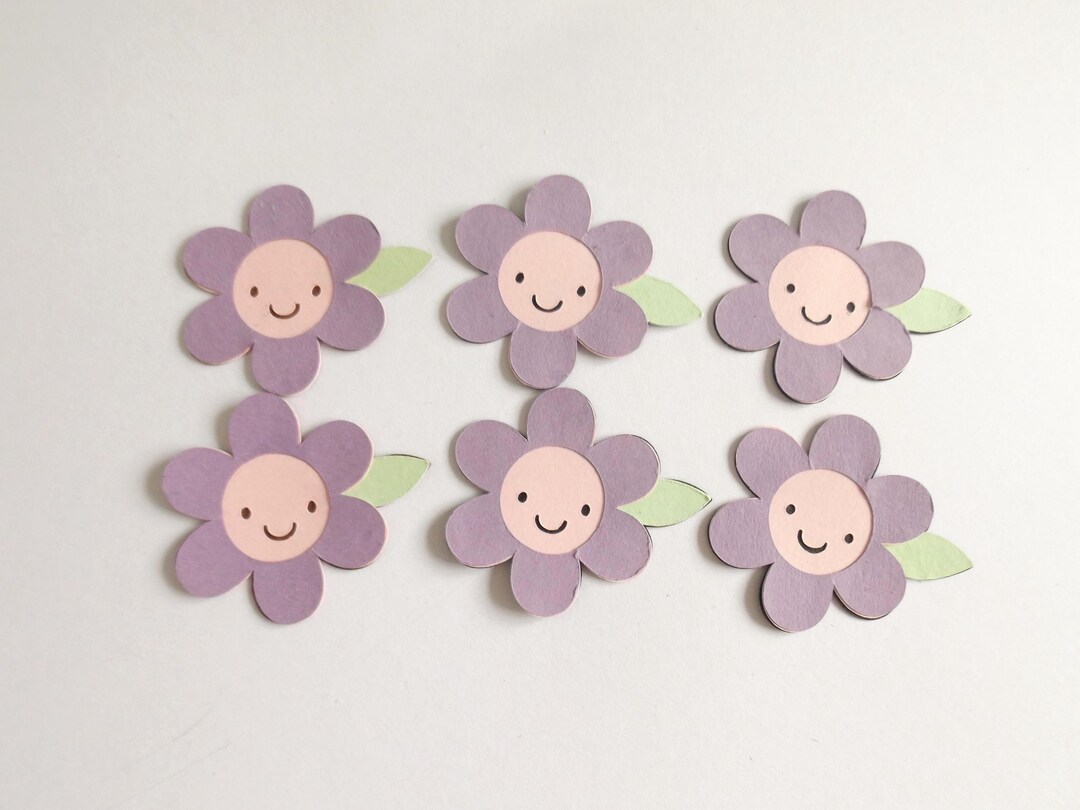 Purple Happy Flowers Papercraft Embellishments Scrapbook Ephemera ...