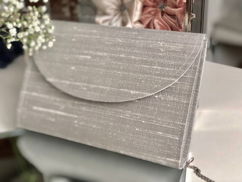 Silver Grey, Silk Clutch Bag - Etsy