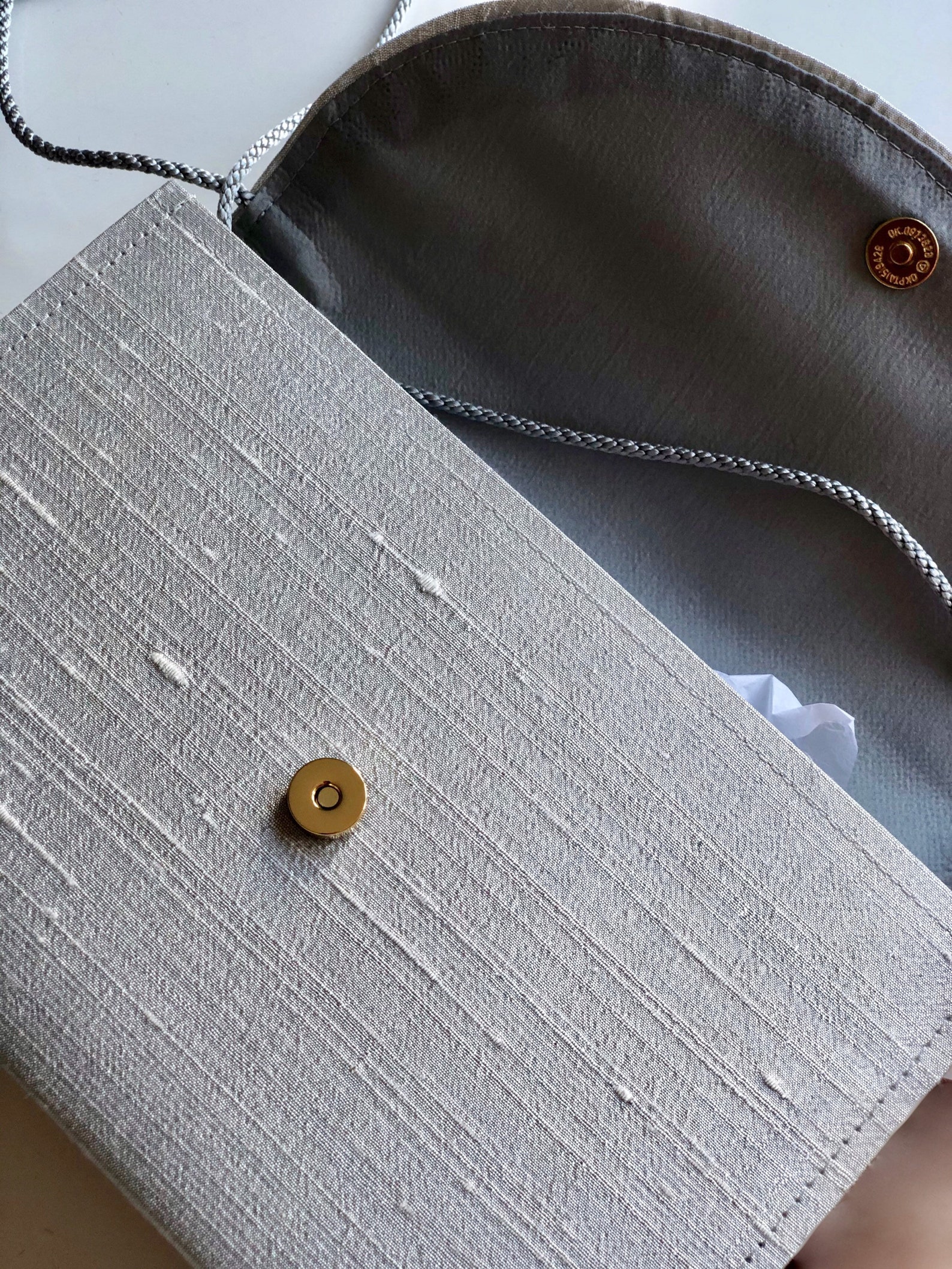 Silver Grey, Silk Clutch Bag - Etsy