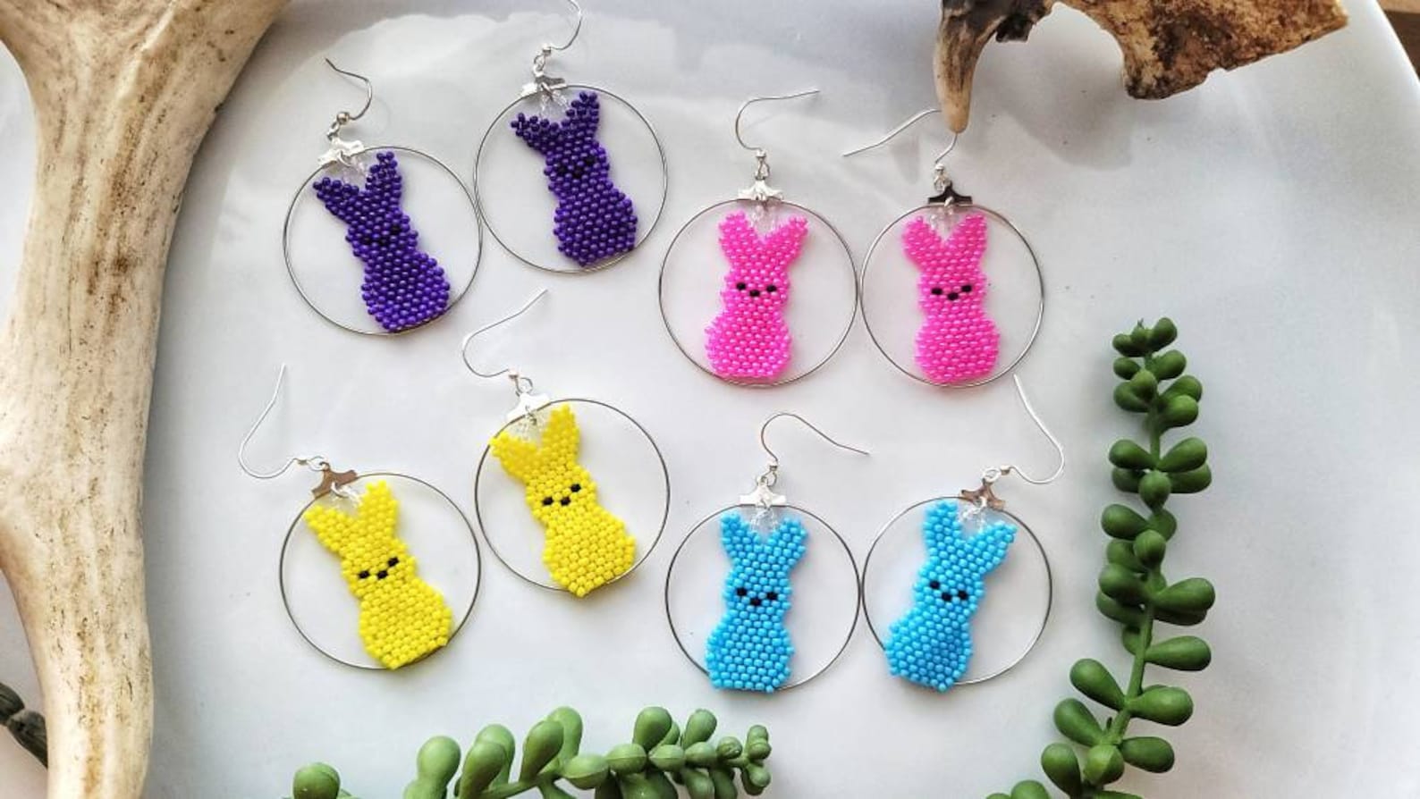 Peep in Hoop | Easter | Seed Bead Earrings - Etsy