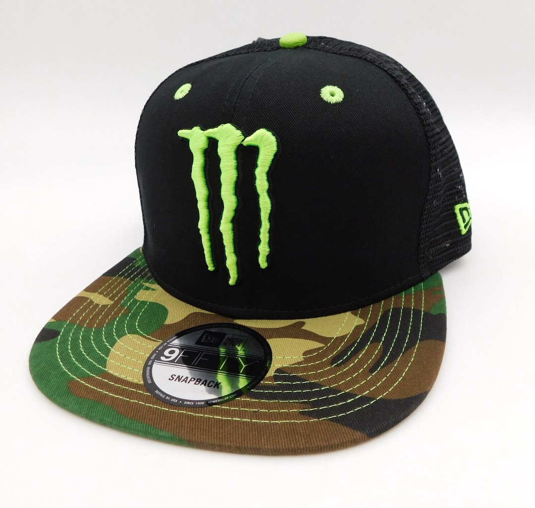 Monster Energy New Era Hat Black & Camo Skateboarder Hat - Etsy