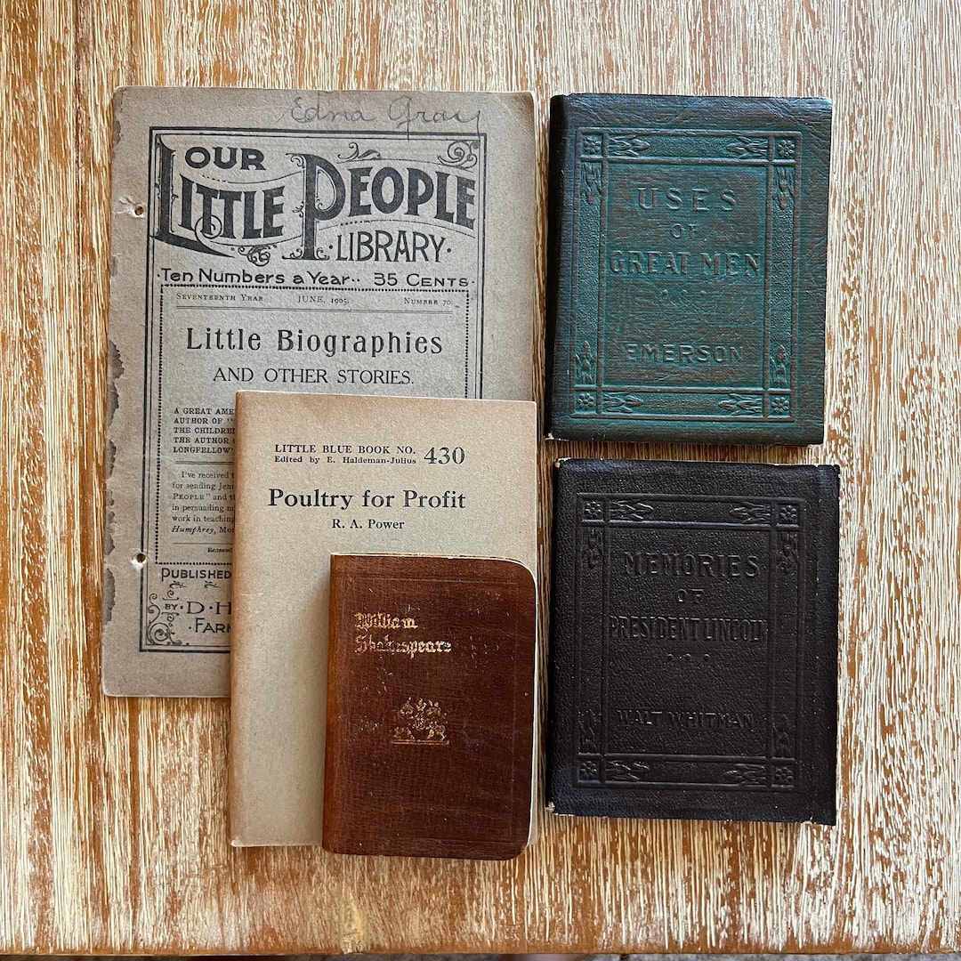 Antique Miniature Set of 5 Vintage Small Books Assorted Tiny Pocket ...