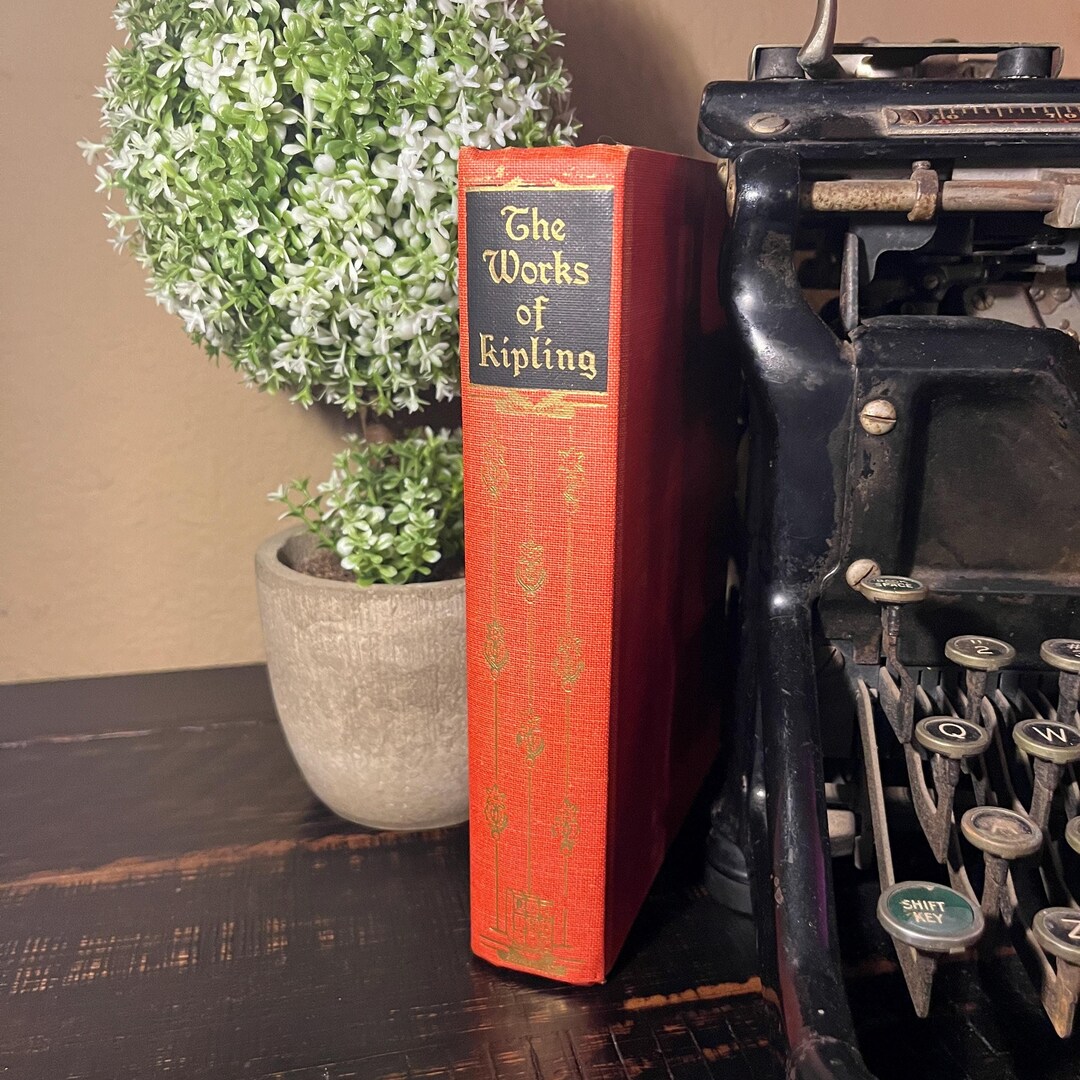 Rudyard Kipling Works Antique Hardcover 1920's Red Vintage Book Ghost ...