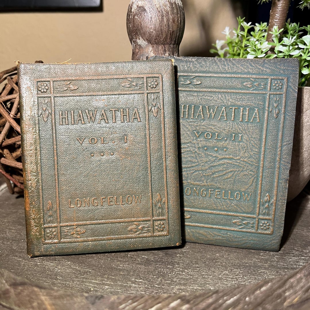 The Song of Hiawatha 1920s Antique Miniature Little Leather Library ...