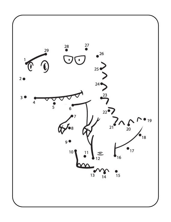Kids Dinosaur Coloring Pages Dot to Dot Coloring Pages - Etsy Australia