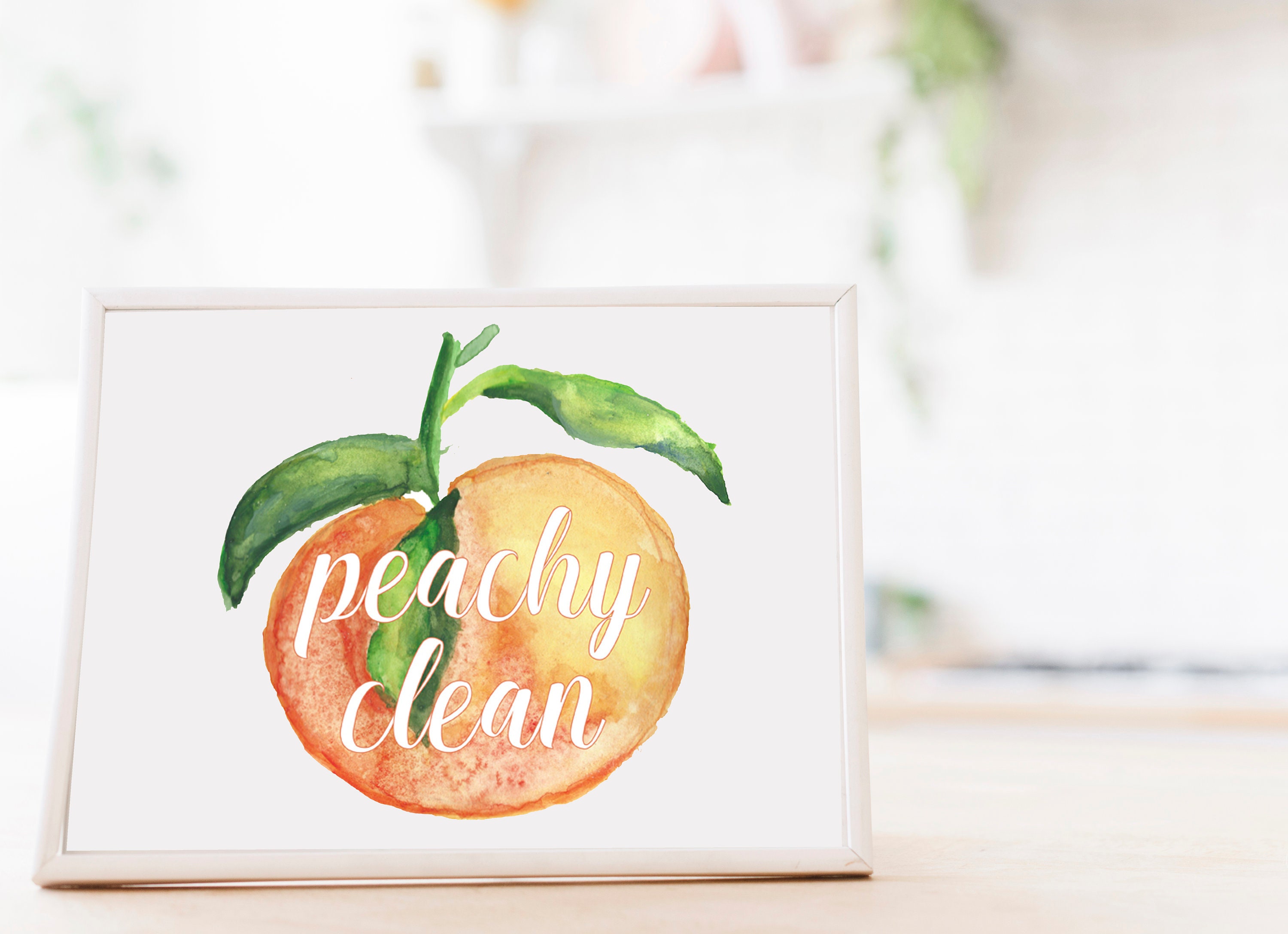 Peachy Clean - Peach Watercolor - Kitchen Decor - Bathroom Decor ...