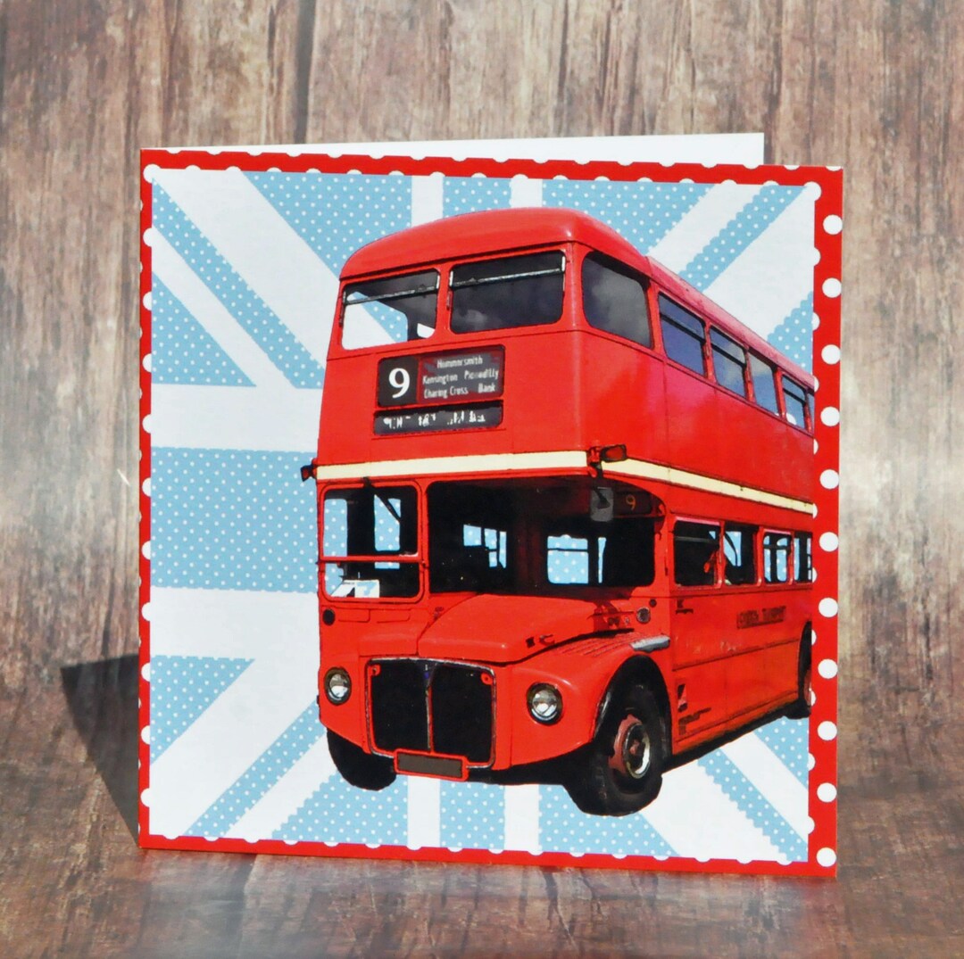 Vintage London Double Decker Bus Card, Happy Birthday Card - Etsy UK
