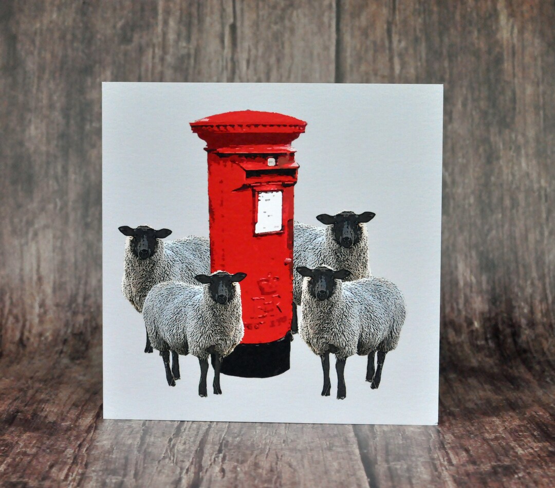 Sheep and Post Box Card, Sheep Card, Post Box Card, Fun Card, Chase Me ...