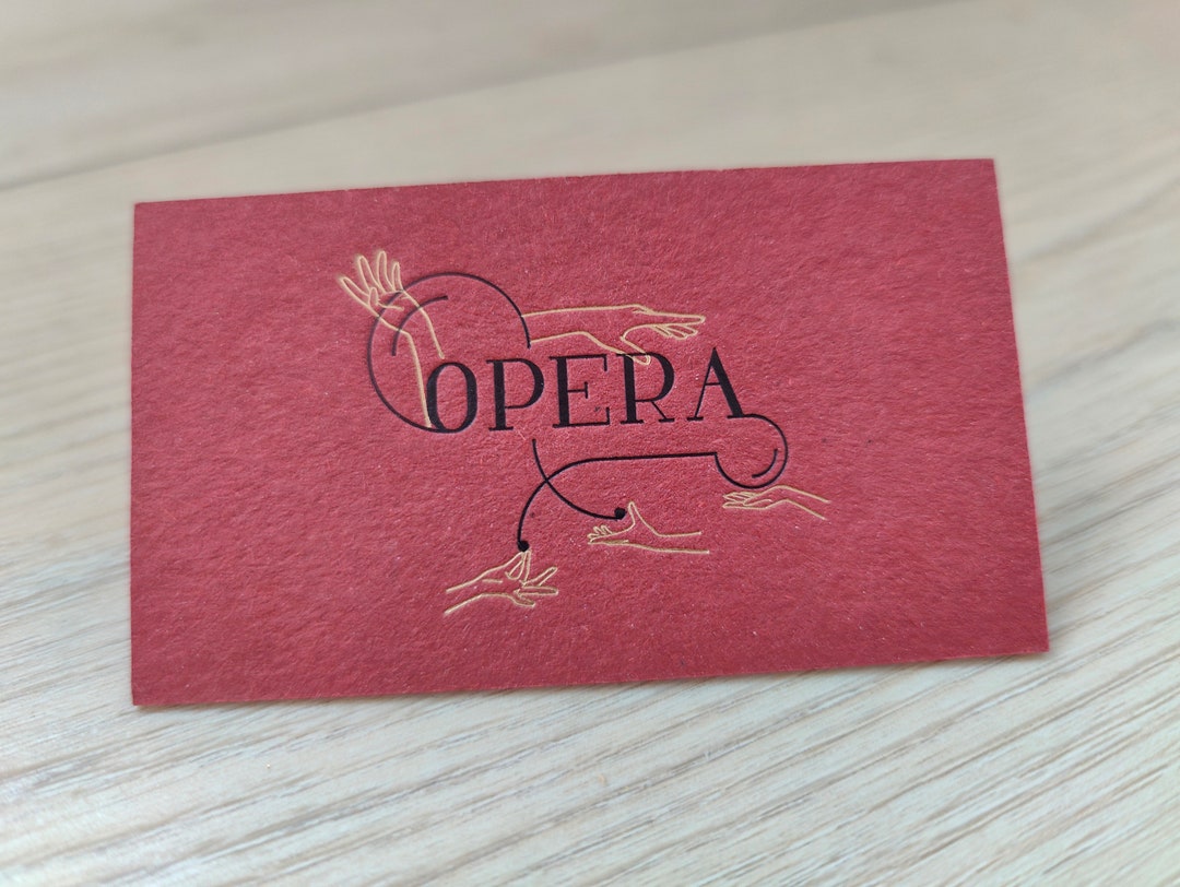 Letter Press Business Card Design and Print on Red Cotton - Etsy