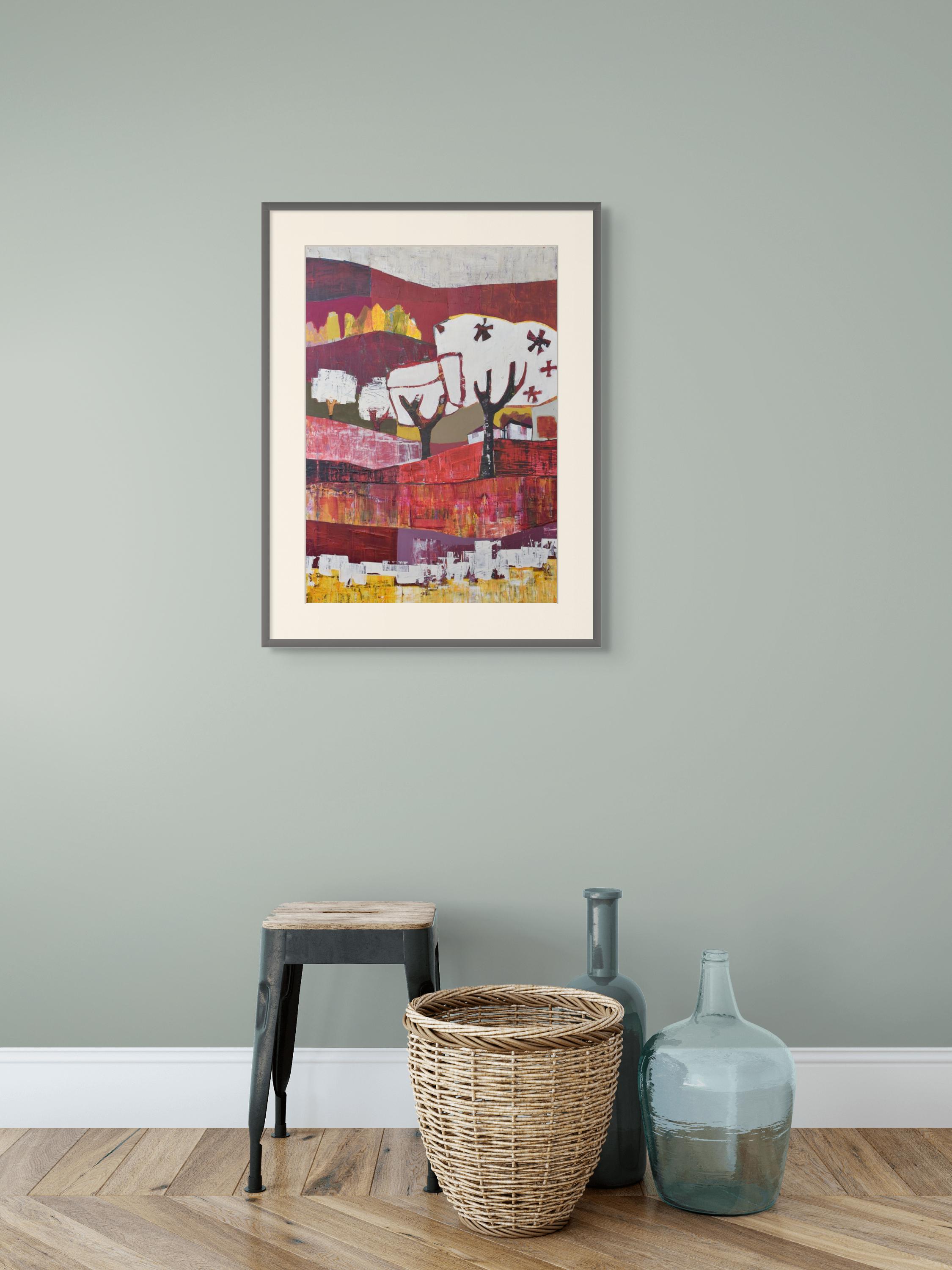 Hills & Trees, Countryside Original Acrylic Painting , Contemporary ...
