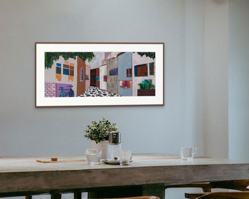 Old Street Wall Art Painting Realistic Panoramic Scenery | Etsy