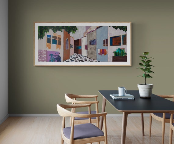 Old Street Wall Art Painting Realistic Panoramic Scenery | Etsy