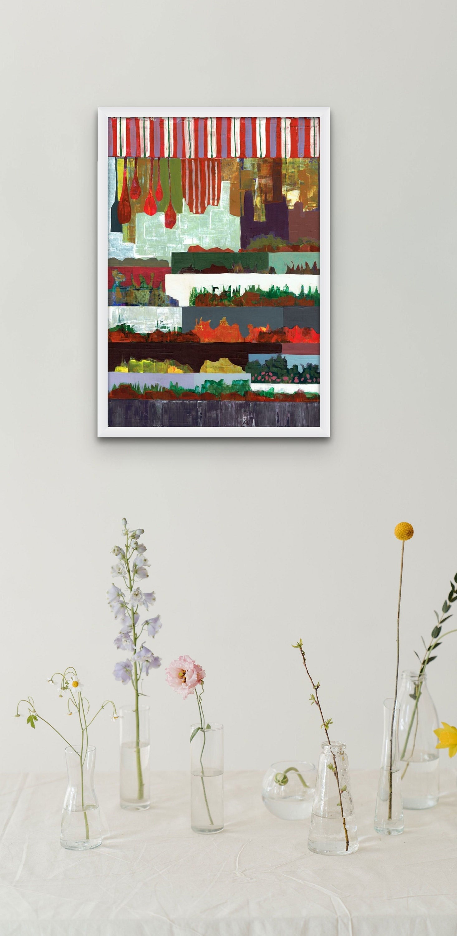 Colorful Abstract Street Market Landscape Painting Eclectic - Etsy