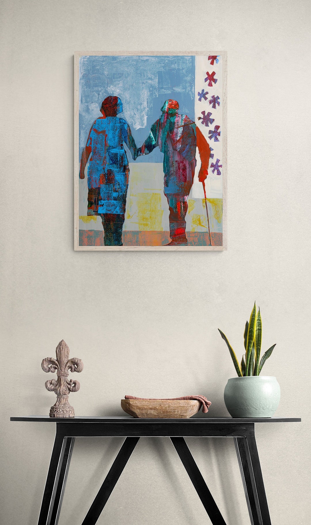 Romantic Couple Abstract Art Print, Friendship Silhouette Painting - Etsy