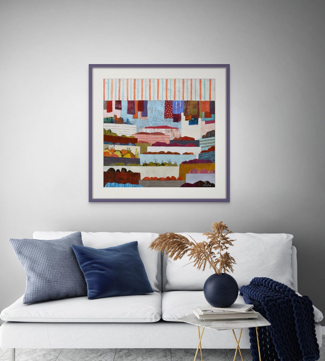Contemporary Colorful Original Painting, Abstract Market Place , Unique ...