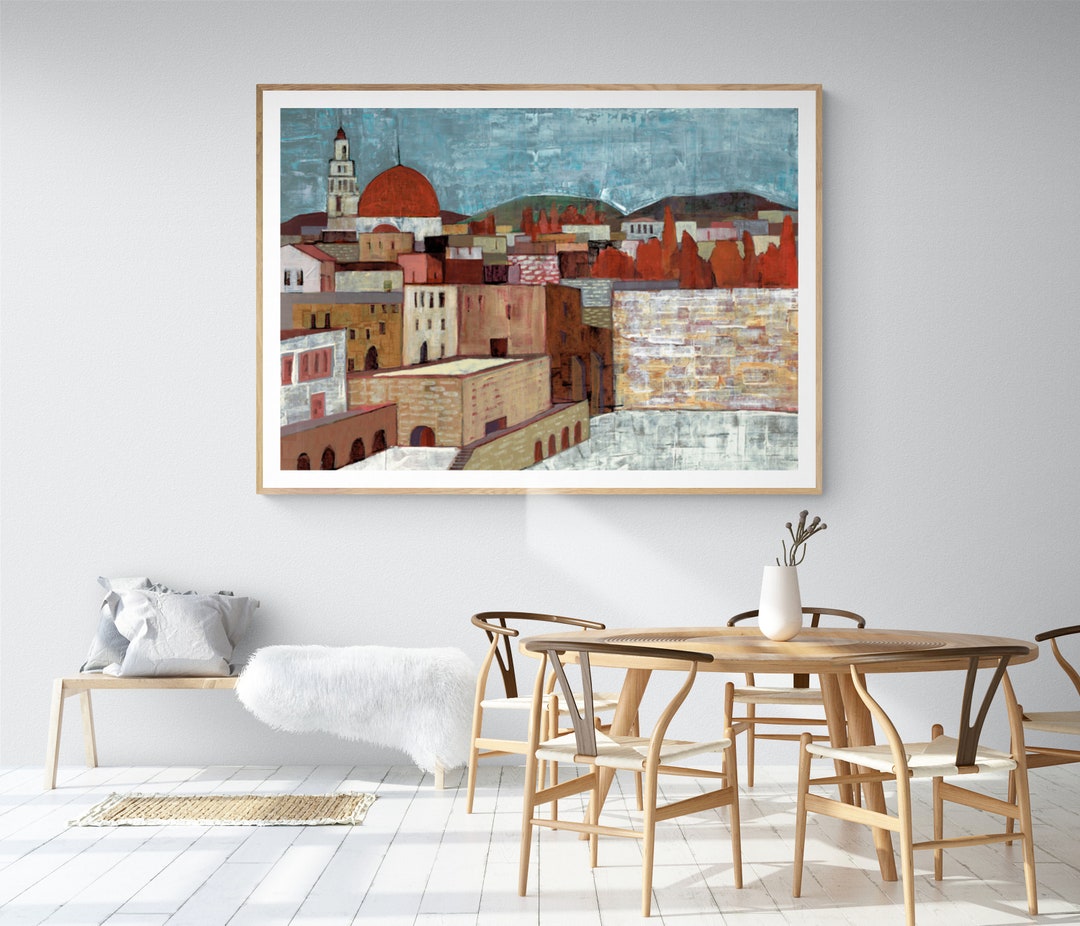 Abstract Jerusalem" Print of Handmade Acrylic Painting, Landscape Wall ...
