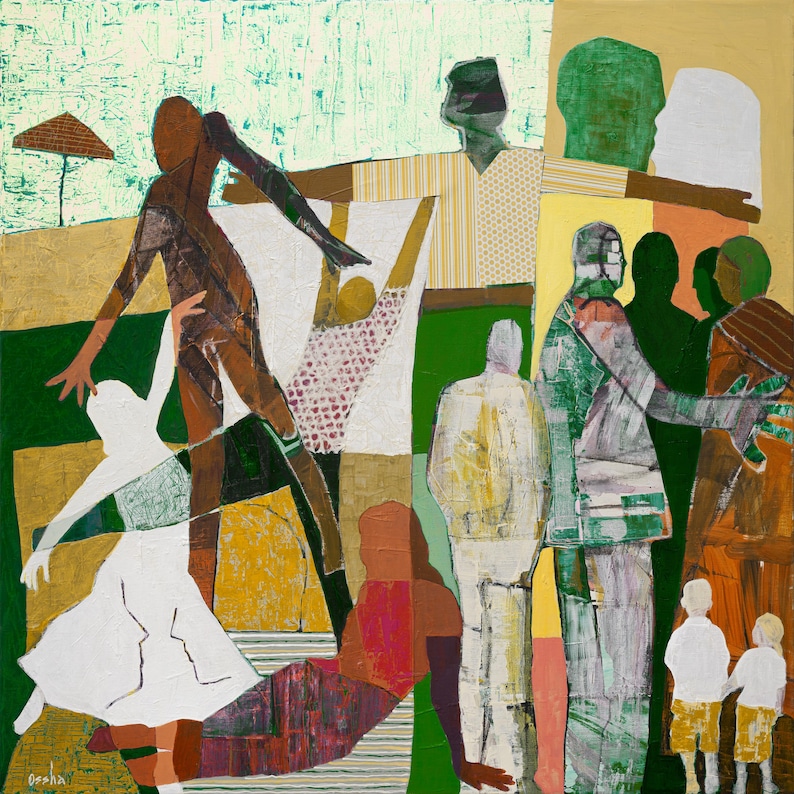Colorful Figures Painting, Contemporary Israeli Wall Art ,print of ...