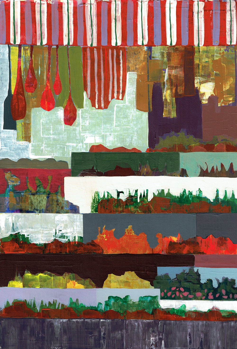 Colorful Abstract Street Market Landscape Painting Eclectic - Etsy