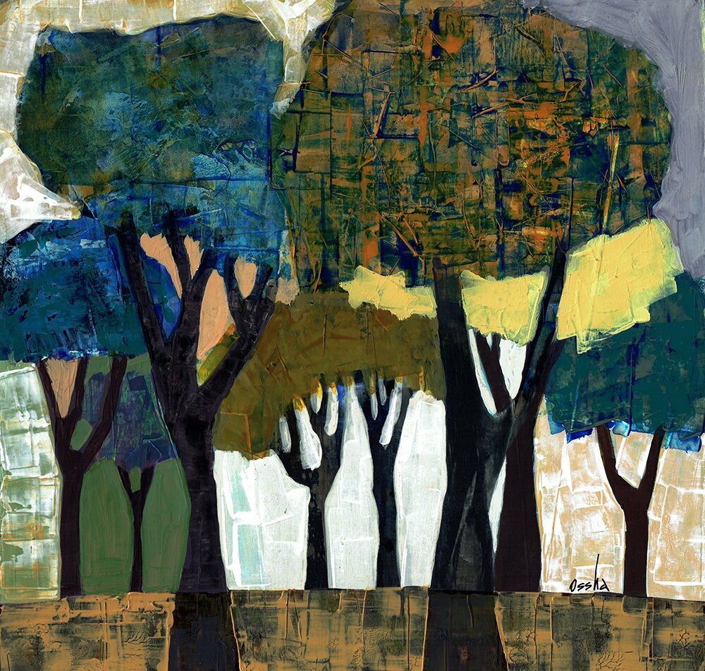 Forest Abstract Trees Scenery Wall Art Print Modern - Etsy