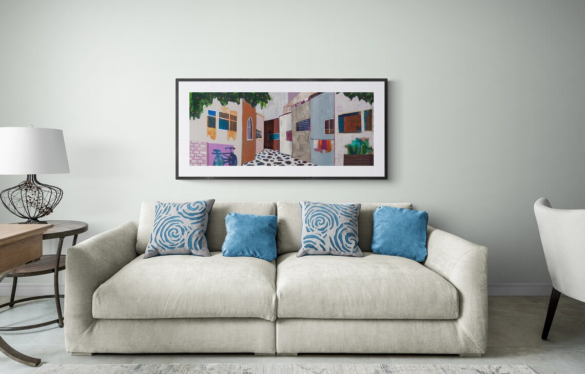 Old Street Wall Art Painting Realistic Panoramic Scenery | Etsy