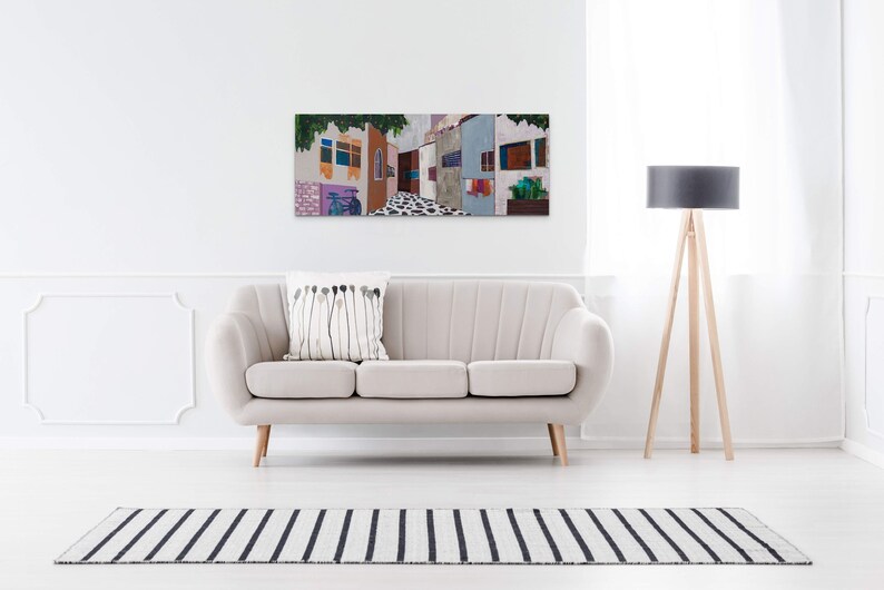 Old Street Wall Art Painting Realistic Panoramic Scenery | Etsy
