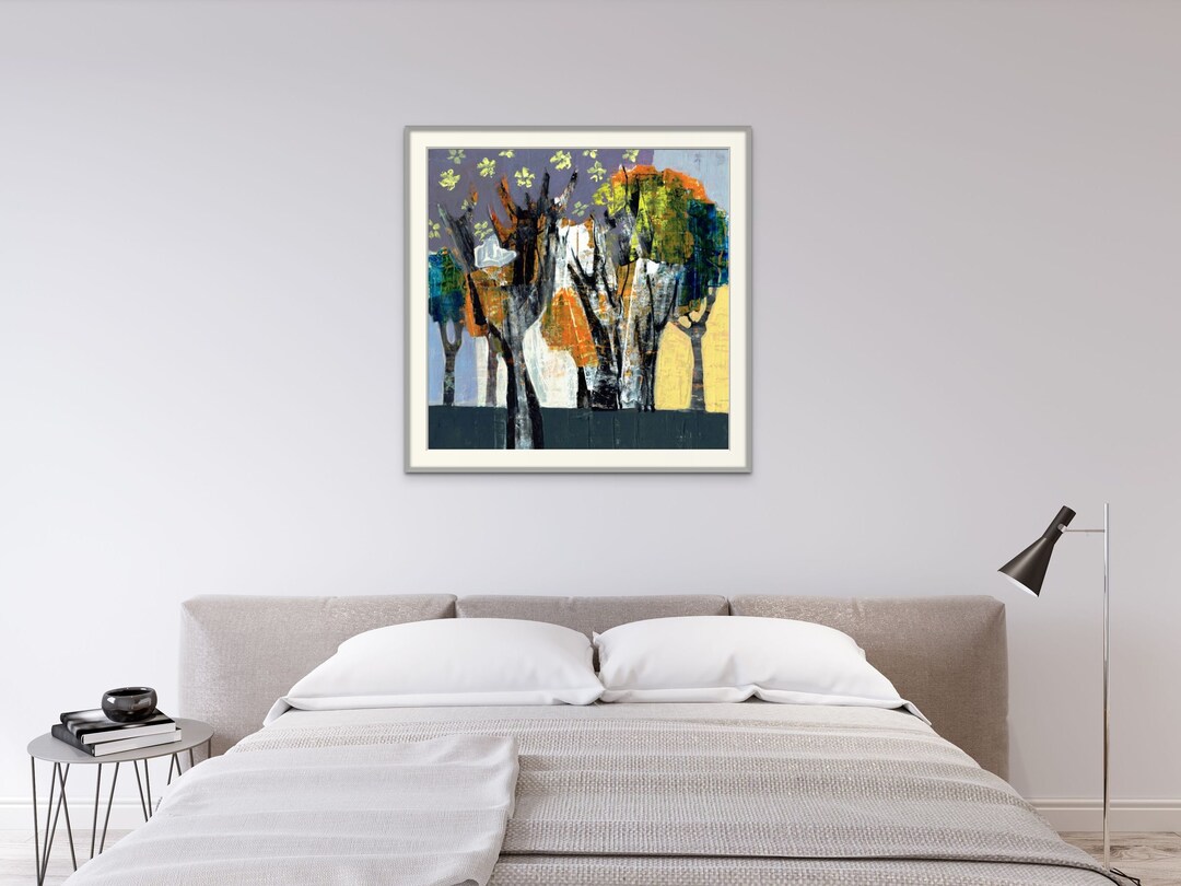 Colorful Trees Scenery Wall Art Painting, Modern Israeli Landscape Wall ...