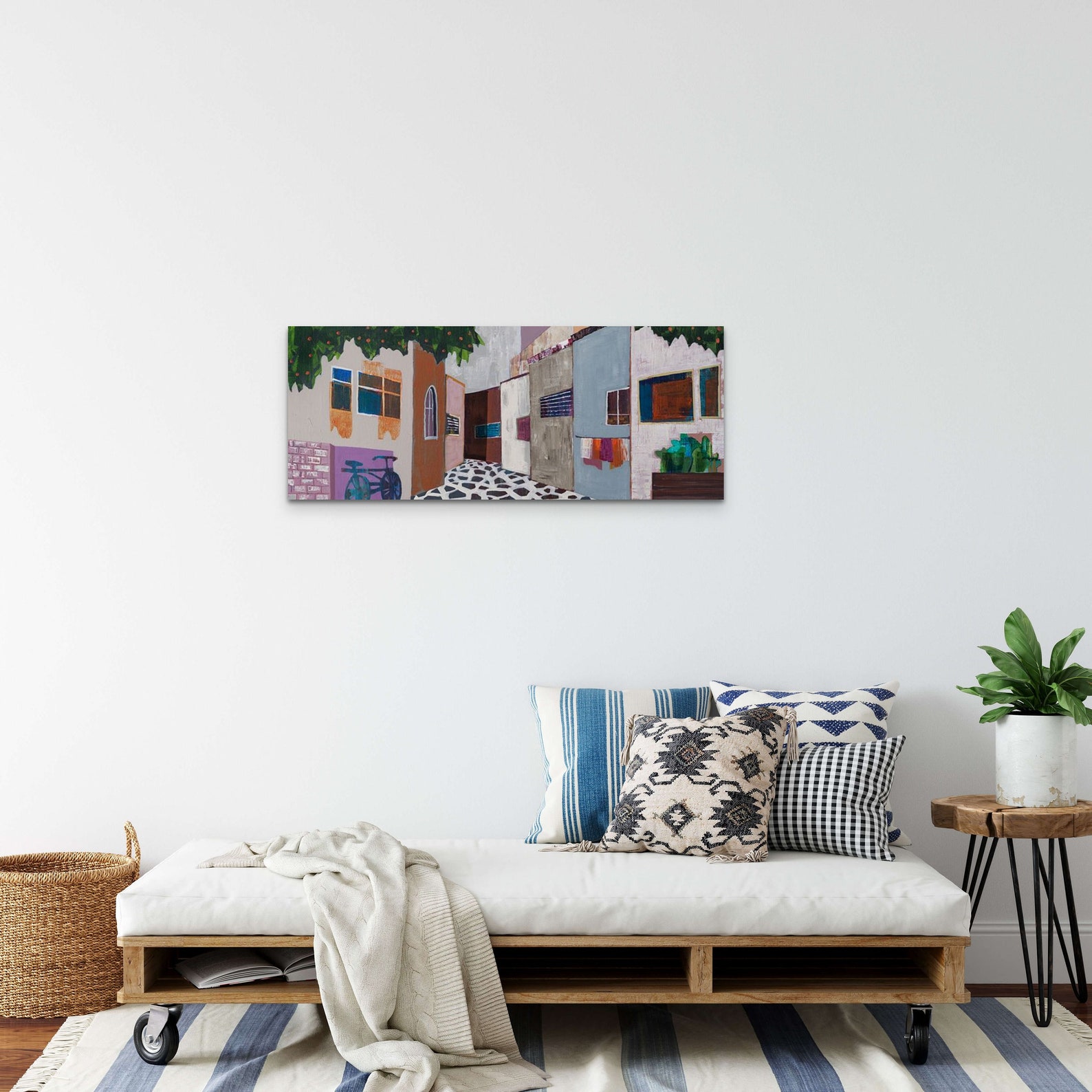 Old Street Wall Art Painting Realistic Panoramic Scenery | Etsy