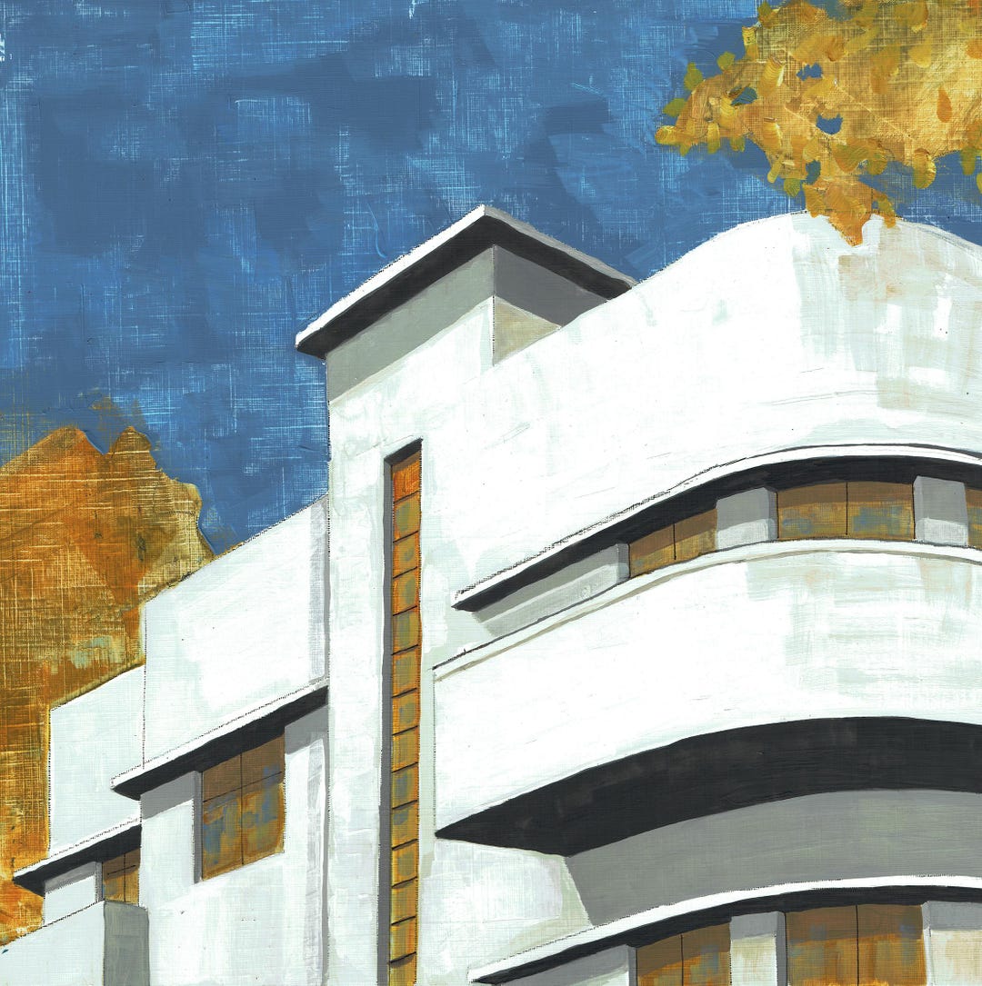 BAUHAUS Building- Modern Acrylic Painting, TEL AVIV Architecture Wall ...
