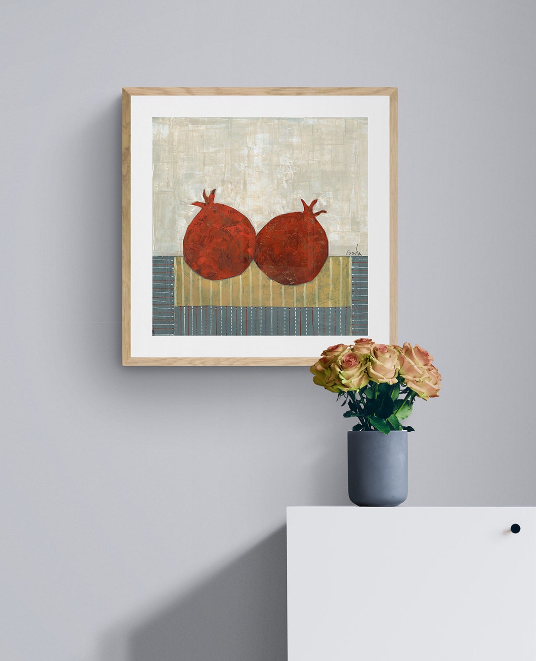 FELIZ AÑO NUEVO -Impresión de arte de pared de granada, impresión de ...