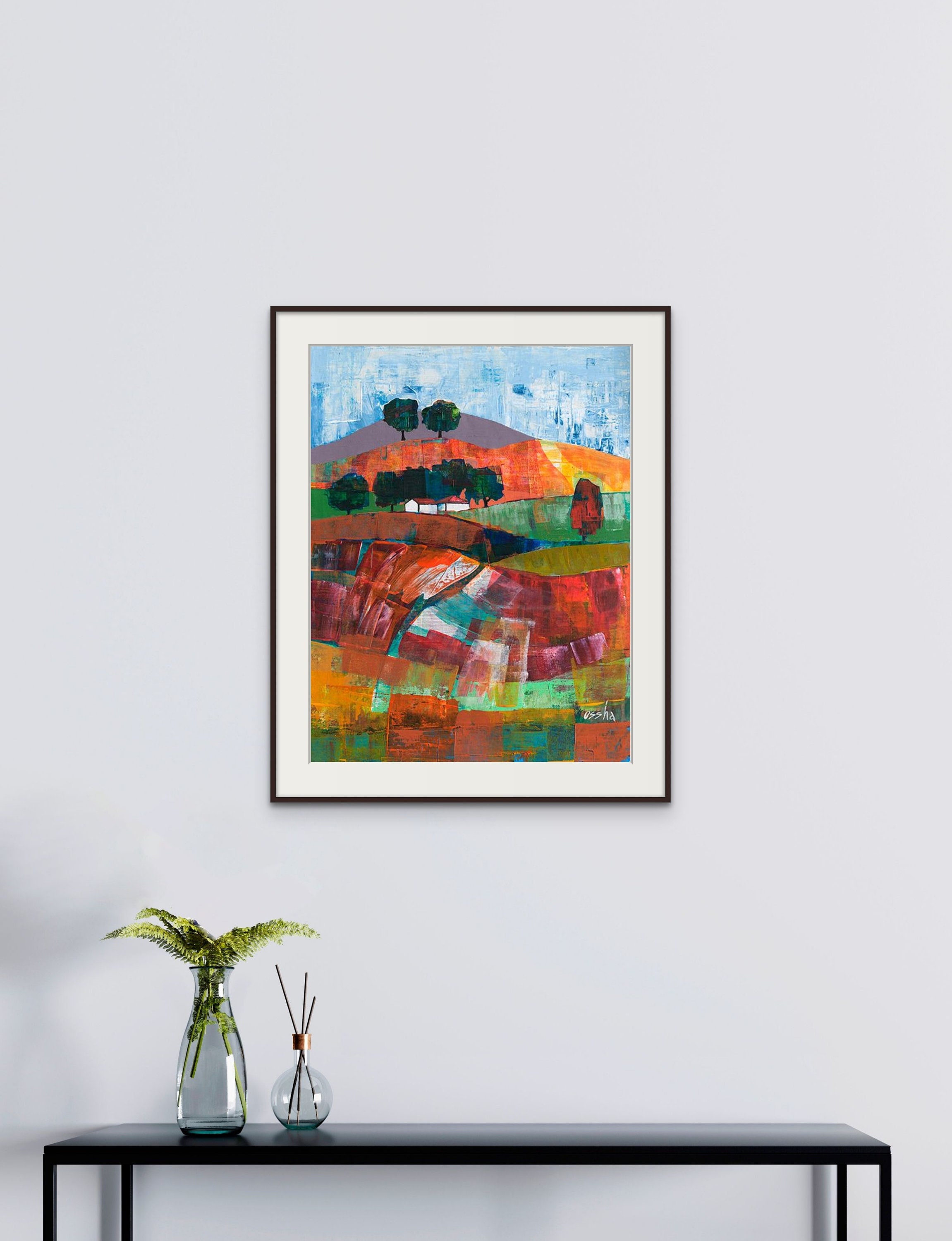 Vertical Israeli Golan Landscape, Wall Art Print of Original Painting ...