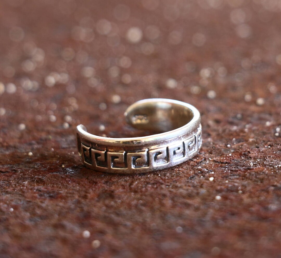 Greek Key Toe Ring Silver Toe Ring Sterling adjustable - Etsy