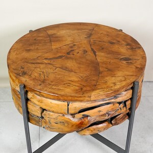 Recycled Teak Root Coffee Table, Solid Wood Round Center Table - Etsy