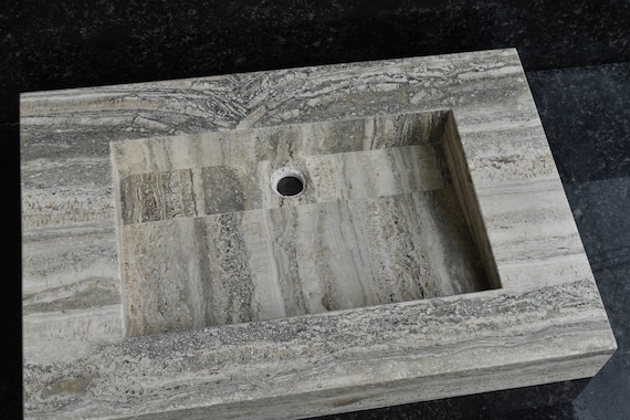 Silver Travertine Sink Wash Basin fully Customizable - Etsy
