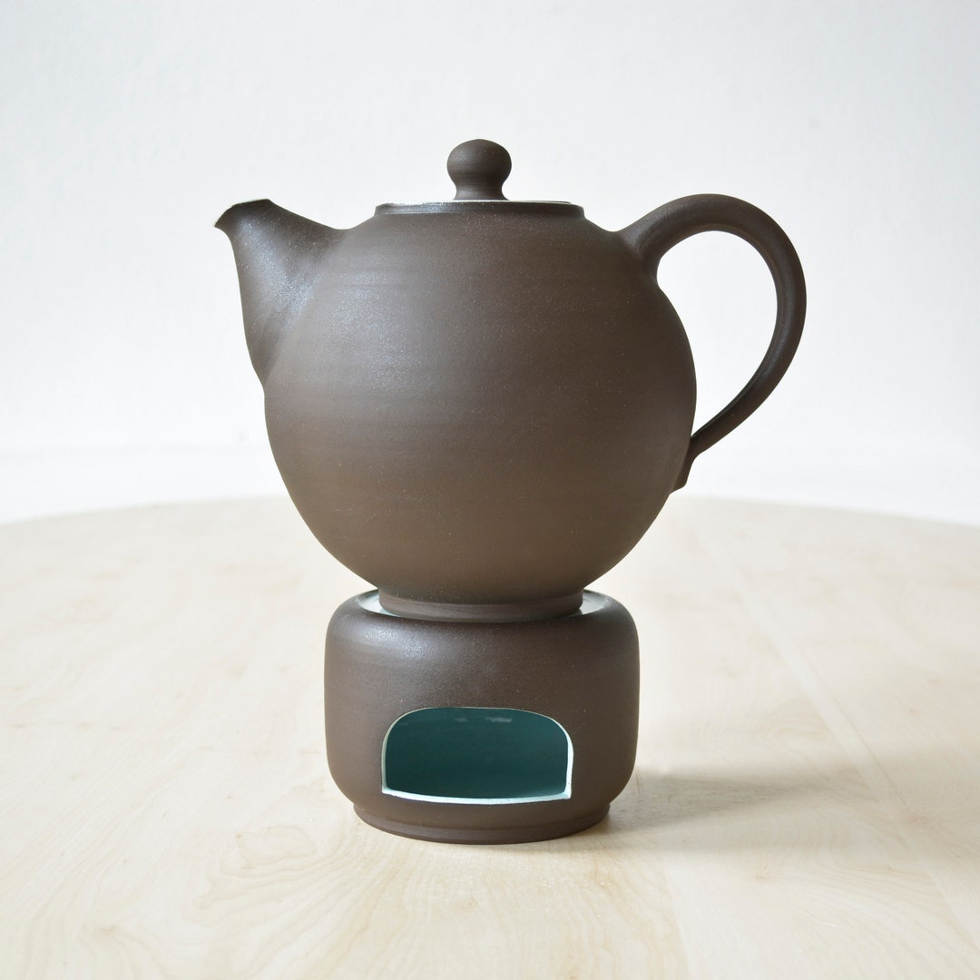 Teapot (1 Liter to 1.6 Liters) Also With Warmer, Turquoise Glazed ...