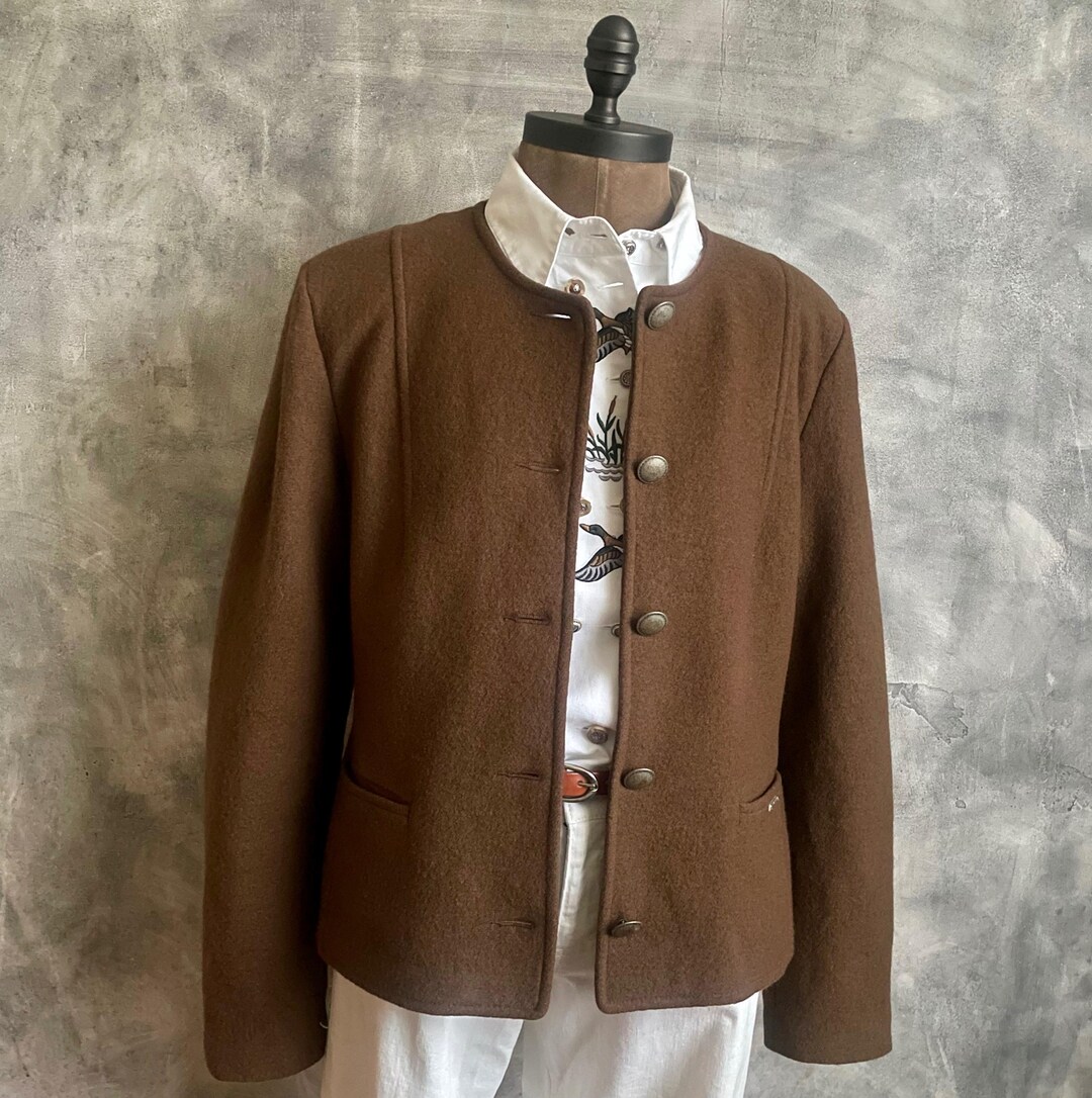 Vintage Wool Cardigan / Austrian Tyrol Wool Jacket Brown Wool Cardigan ...