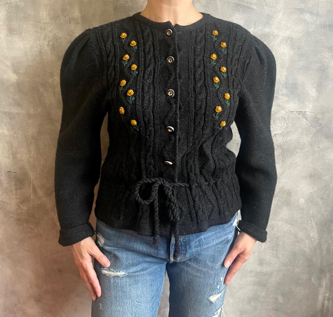 Vintage / Wool / Austrian Cardigan 1990s / Knitted / Embroidered ...