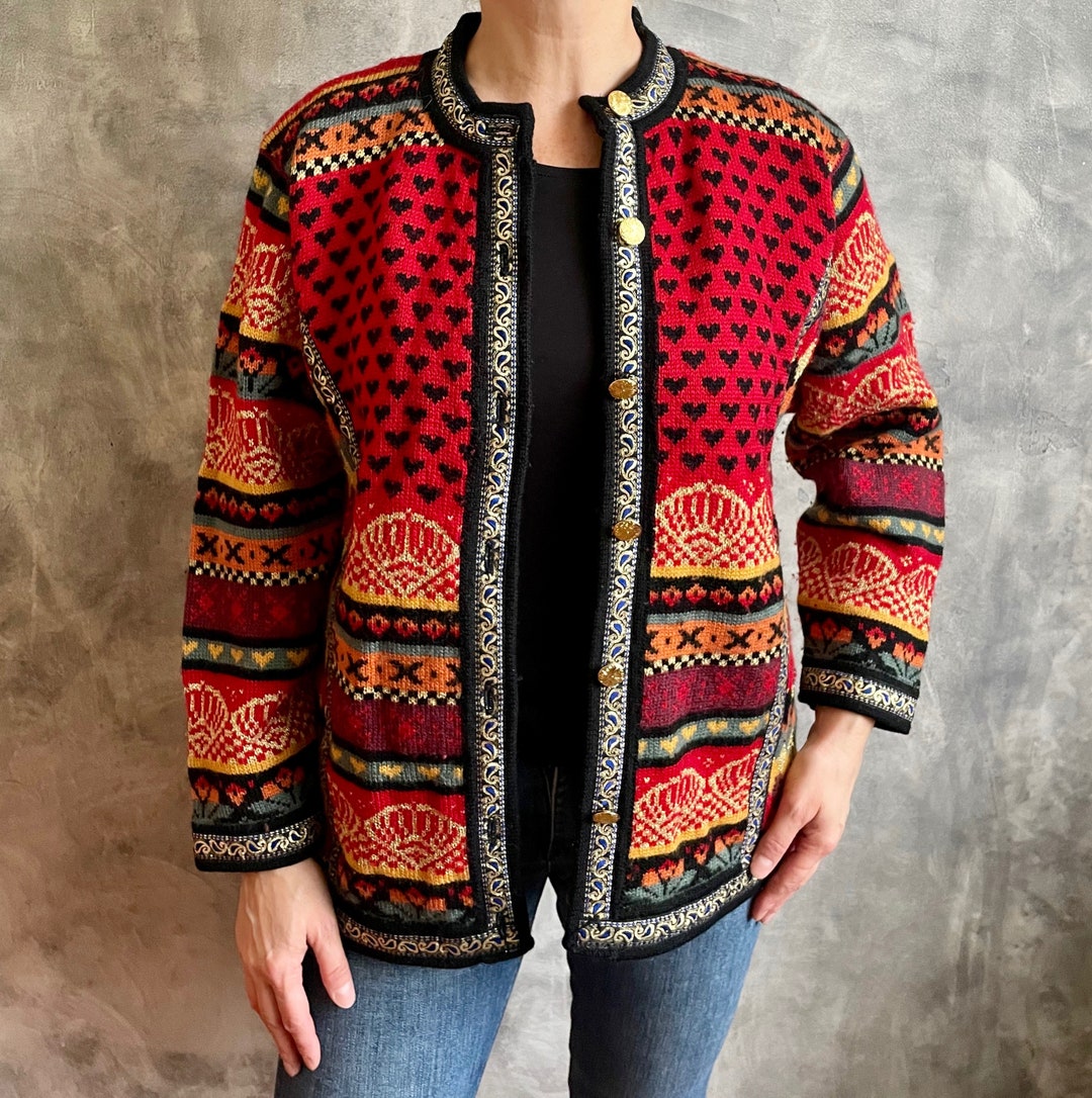Vintage Cardigan 90s / Norway Sweater / Wool Vintage Cardigan / Size S ...