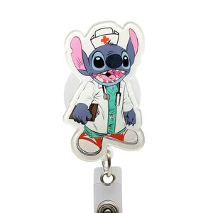 Stitch Nurse Scrubs Badge Reel, Retractable ID Medical Badge Reel ...