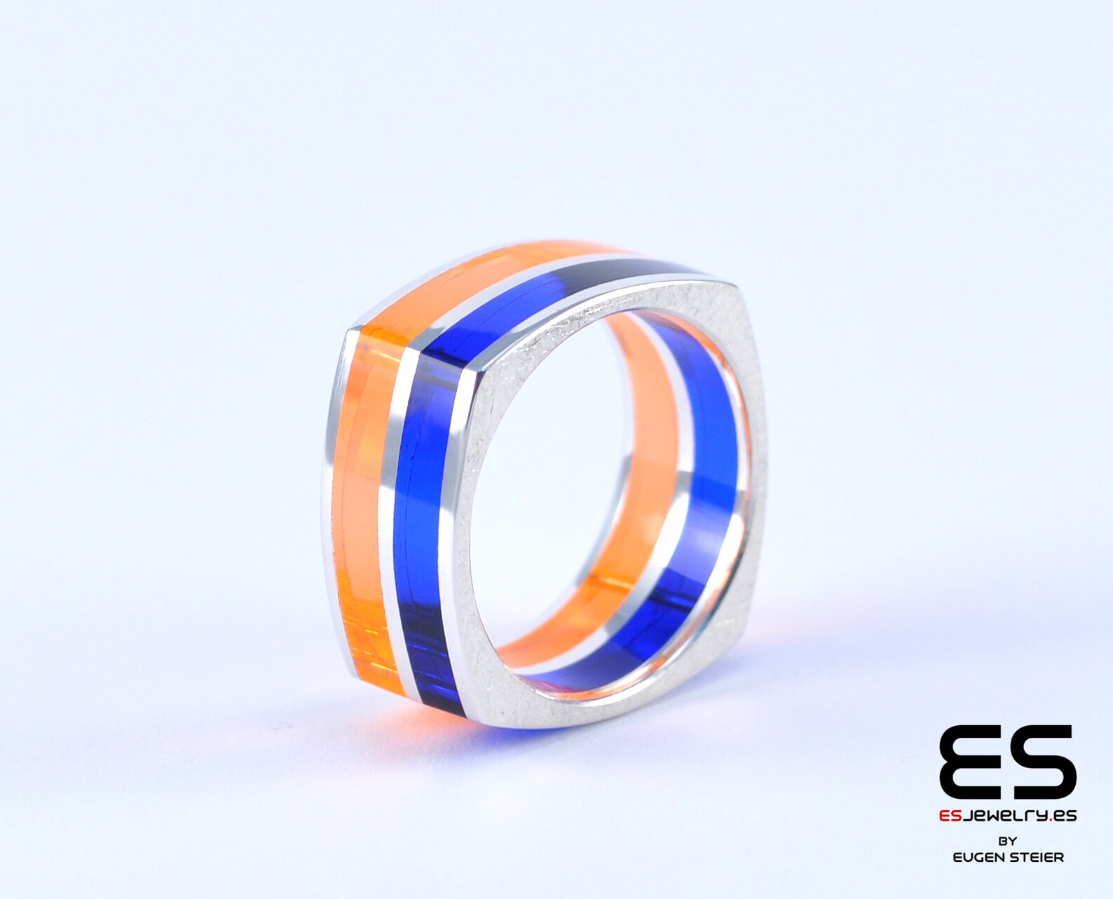 Silver and Plexiglass Ring, Colorful Contemporary Ring, Handmade Square ...