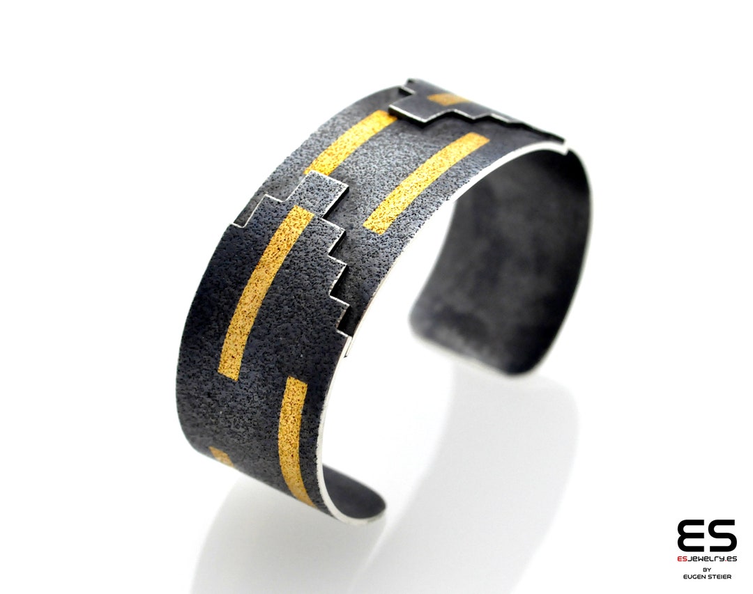 Handmade Bracelet 24k Gold and Oxidized Sterling Silver Keum Boo Kum ...